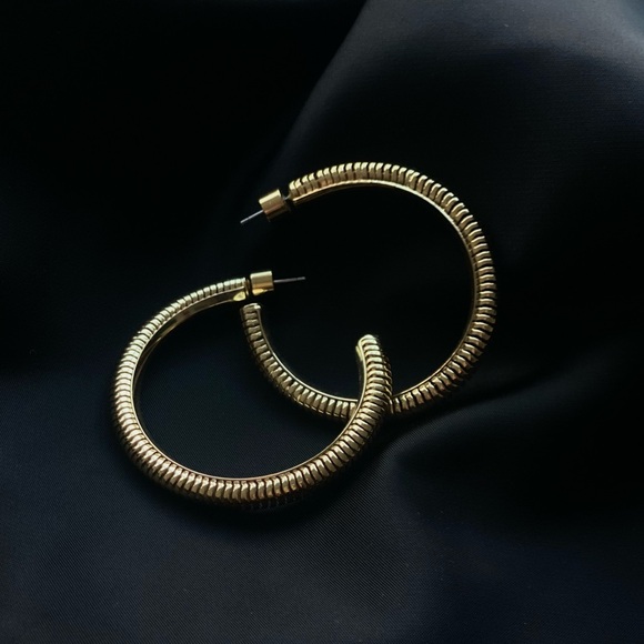 COS | Jewelry | Cos Textured Gold Hoop Earrings | Poshmark